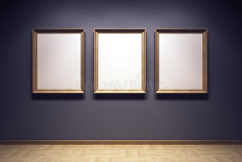 A Illustration of a Empty Museum Room with Frames Stock Illustration ...