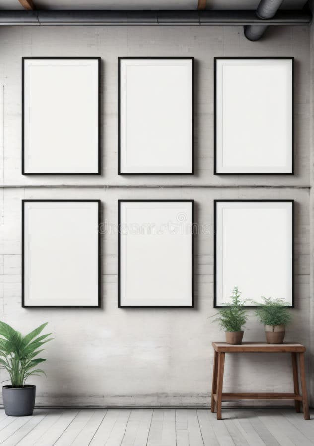 Blank Frames on the Wall in the Room. Generative AI Stock Illustration ...