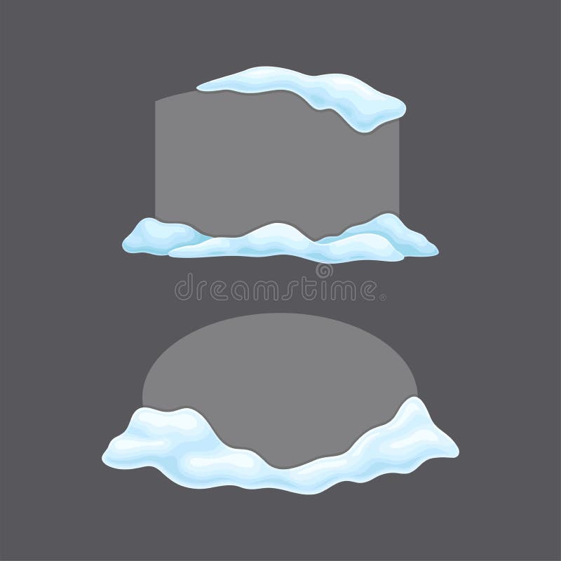 Blank Frozen Banners of Rectangular and Oval Shapes Set. Empty Winter ...