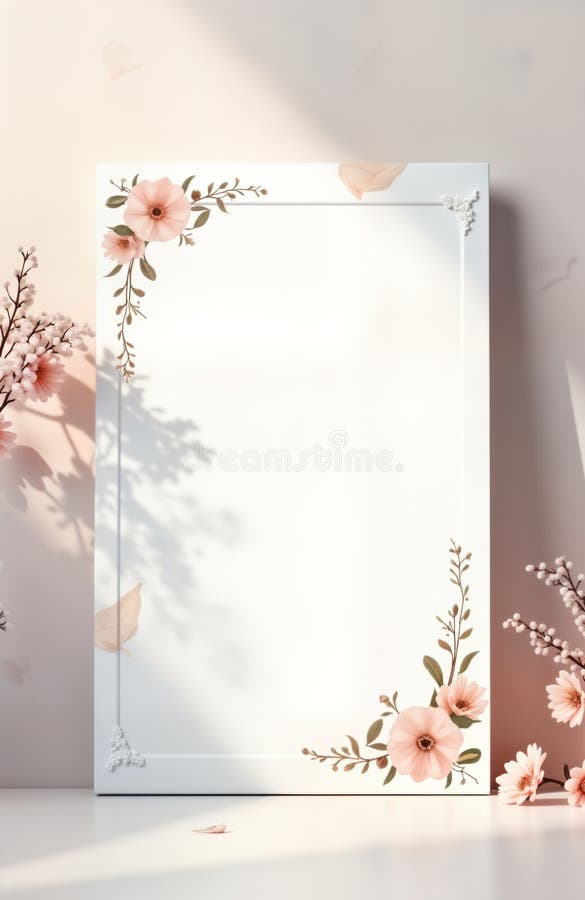 Blank Funeral Flyer Mockup Features Floral Frame. Elegant Design. Soft ...