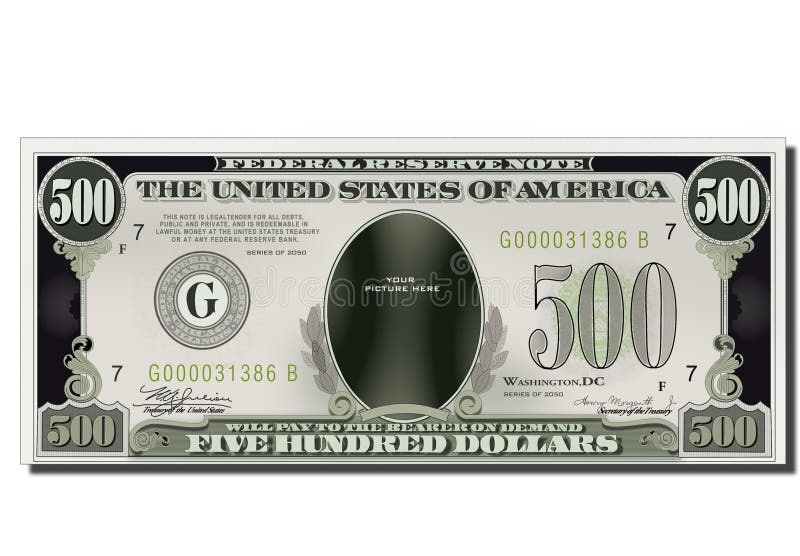 Blank Funny 500 Dollars Usa Banknote Stock Illustration - Illustration ...