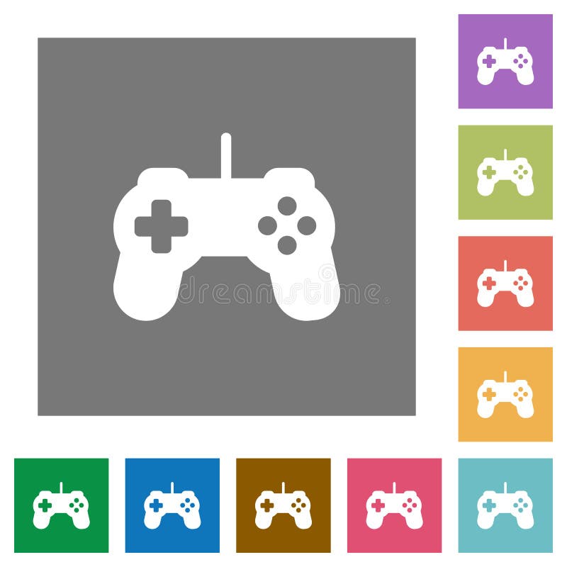 Game Controller White Icons on Edged Square Buttons Stock Vector ...