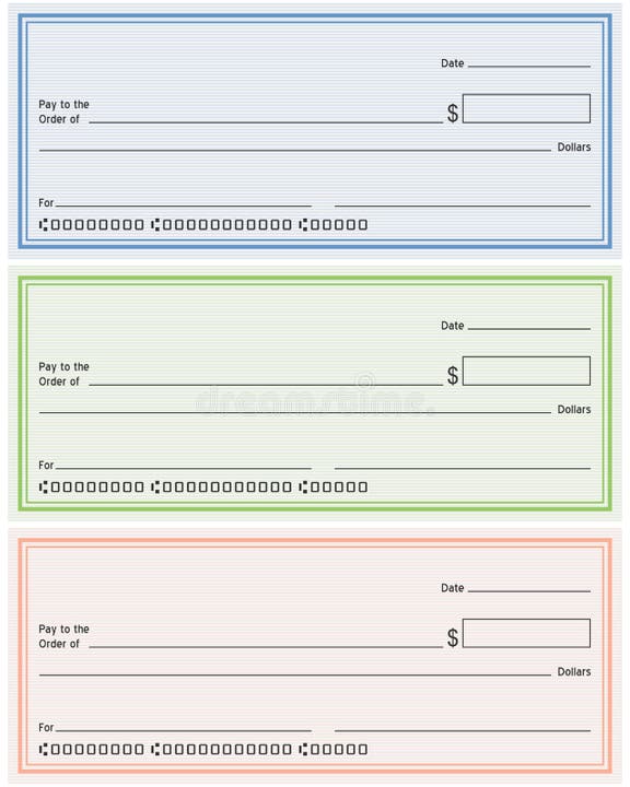 Blank Generic Bank Checks stock vector. Illustration of personal - 15084276