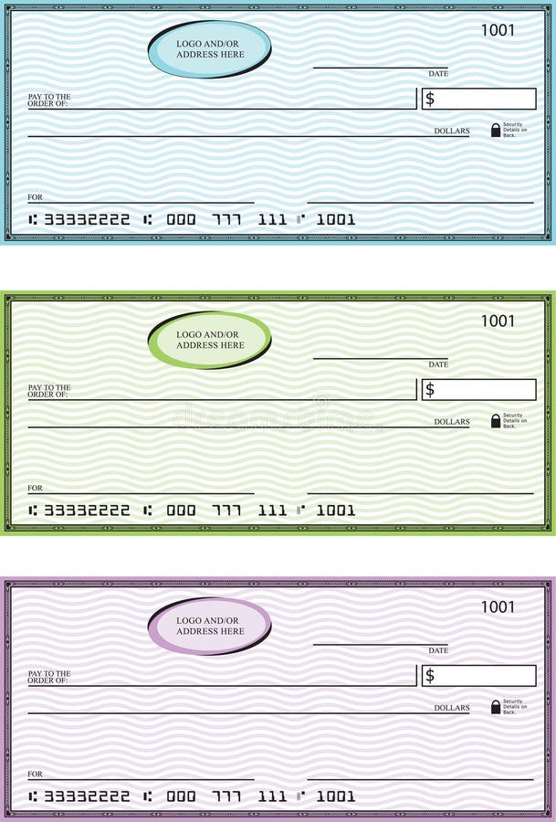 Blank Generic Bank Checks stock vector. Illustration of personal - 15084276