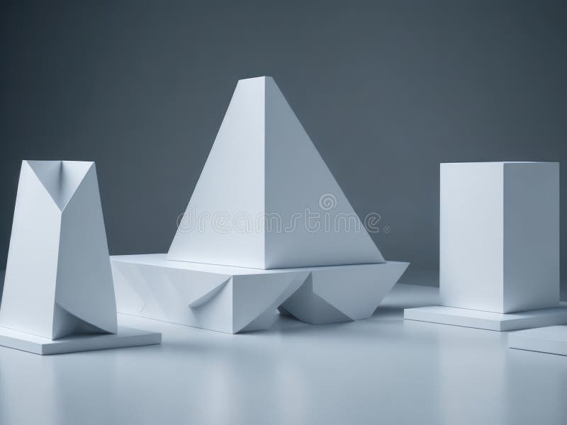 Blank Geometric Shapes Podium for Product Display.generative AI Stock ...