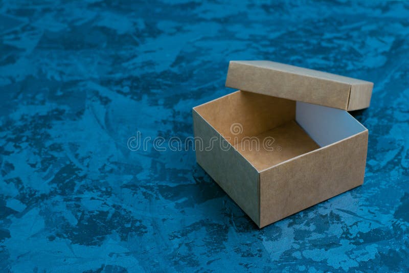 Blank Gift Square Craft Box on Gray Background, Copy Space. Lack of ...