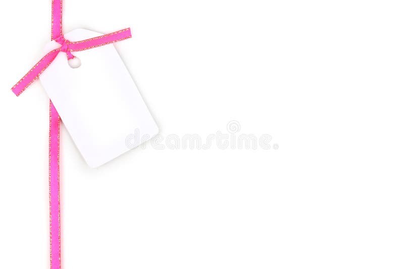 Blank Gift Tag with Pink Satin Ribbon Stock Photo - Image of holiday ...