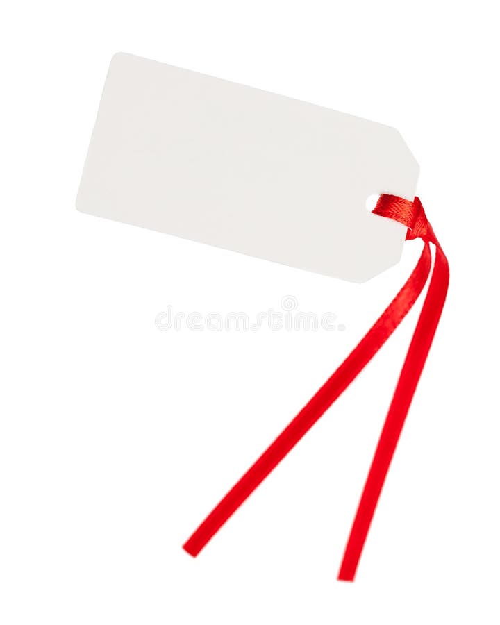 Blank Gift Tag with Red Ribbon Stock Image - Image of classic, template ...