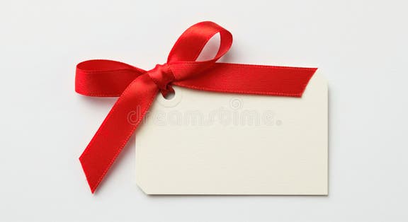 Blank Gift Tag with Ribbon on White Background Stock Illustration ...