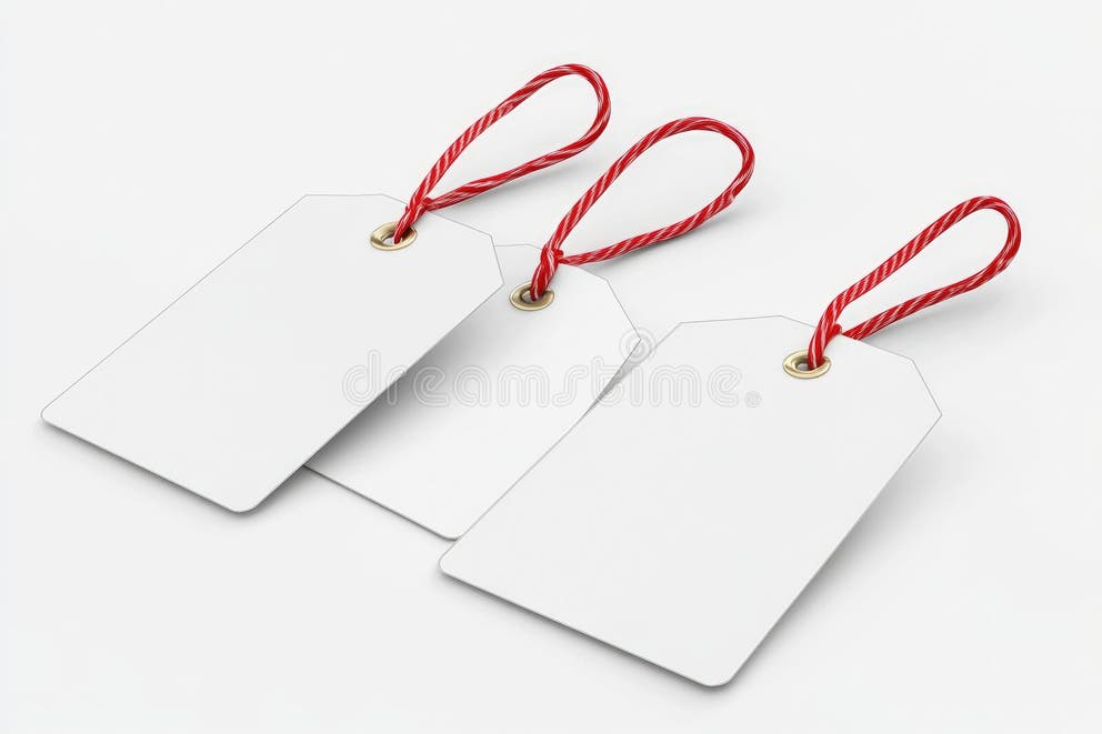 Blank Gift Tags with Red String for Merchandise or Product Labeling ...