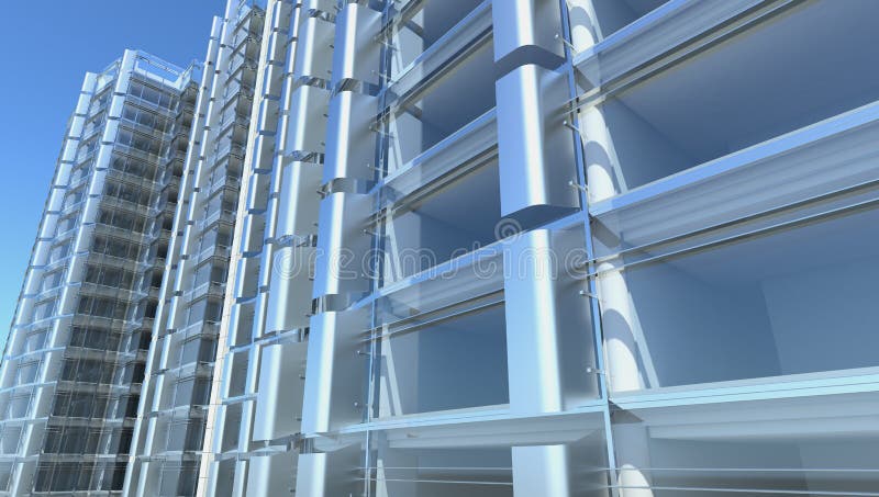 Blank Glass Facade of Office Building Stock Illustration - Illustration ...