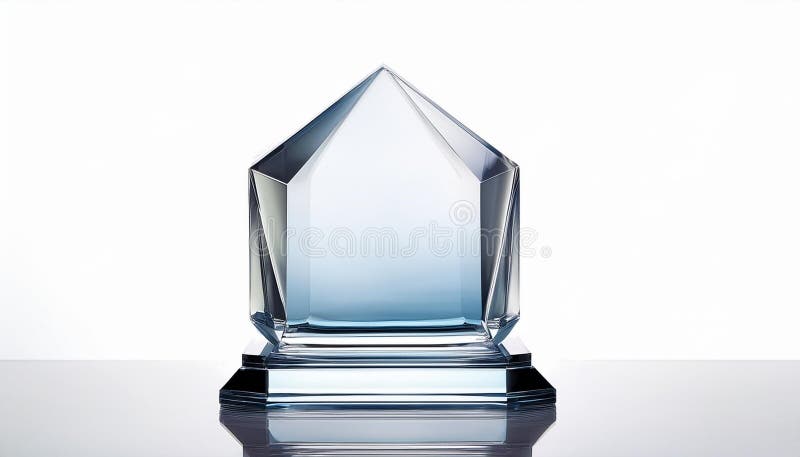 Blank Glass Trophy Crystal Front View Isolate on White Background Stock ...