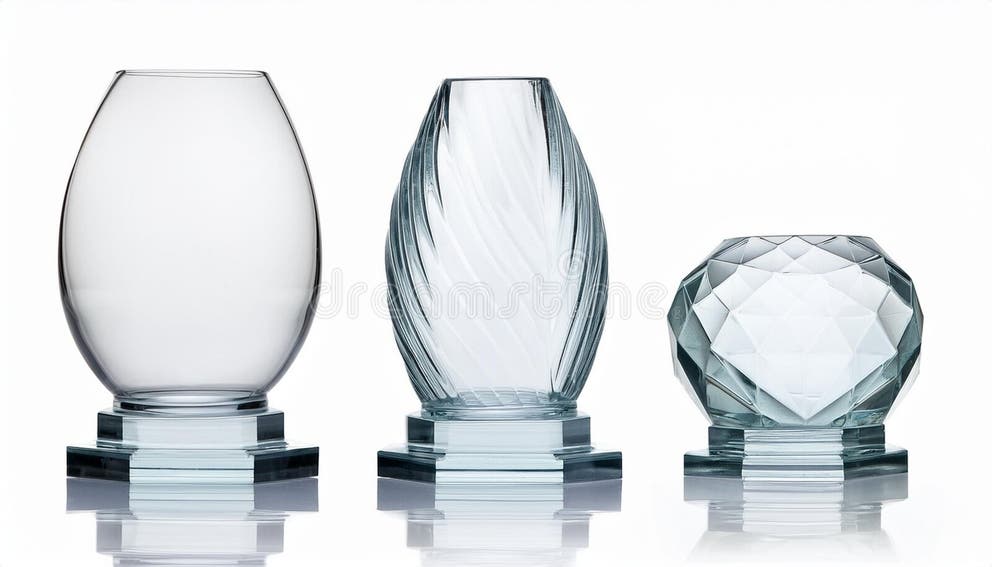 Blank Glass Trophy Crystal Front View Isolate on White Background Stock ...