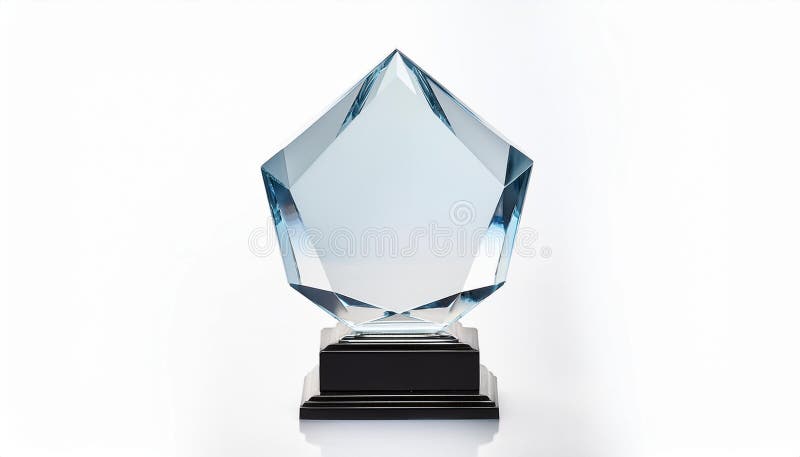 Blank Glass Trophy Crystal Front View Isolate on White Background Stock ...