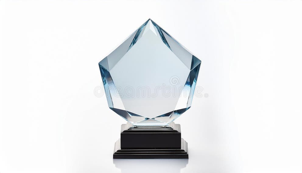 Blank Glass Trophy Crystal Front View Isolate on White Background Stock ...