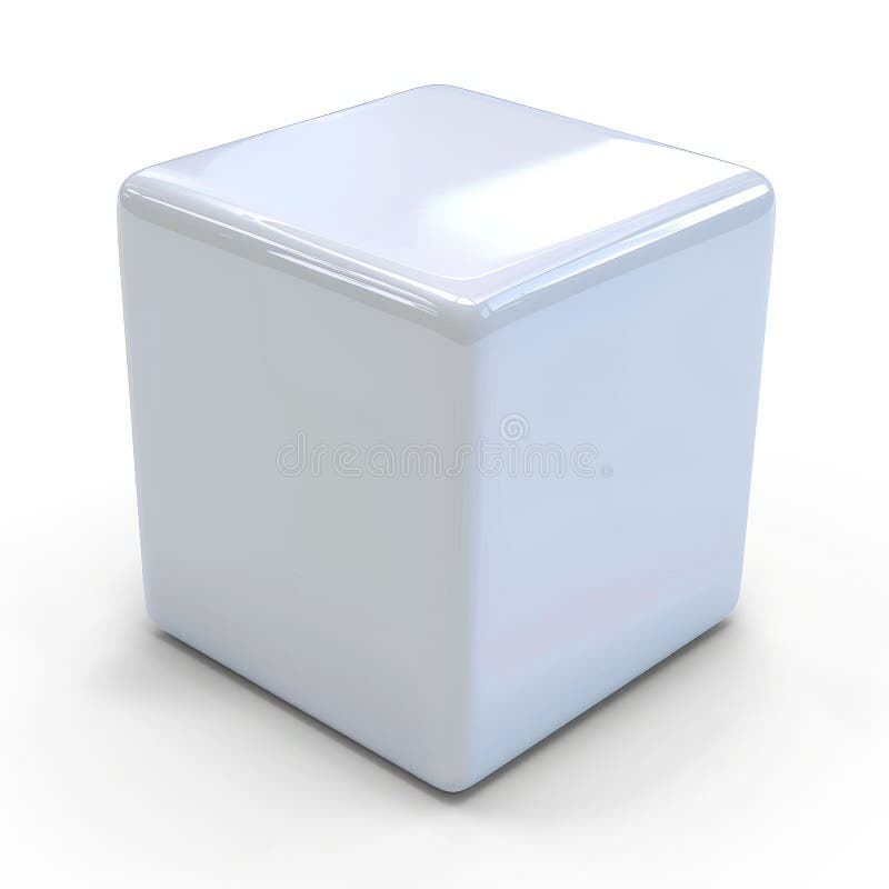 **Title:** Smooth, Glossy White Cube 3D Render: Perfect for Minimalist ...