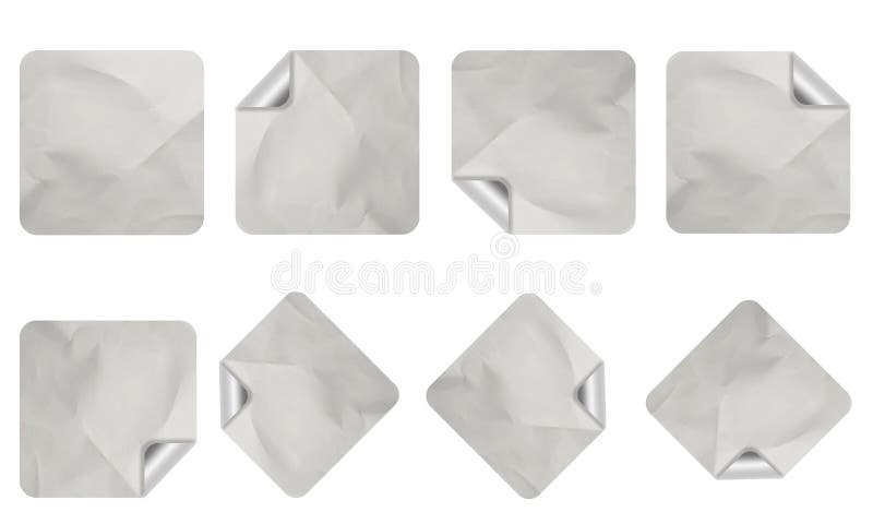 Blank Glued Paper Sticker Tag Label Texture Set Stock Illustration ...