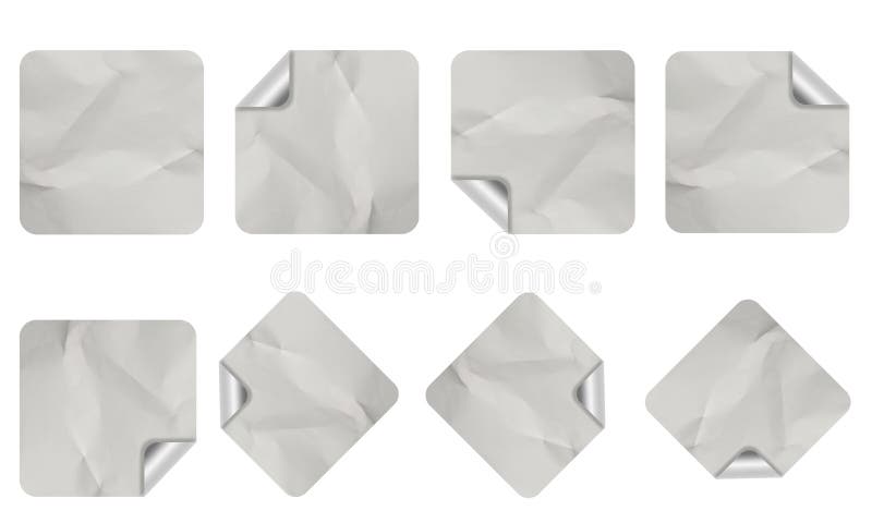 Blank Glued Paper Sticker Tag Label Texture Set Stock Illustration ...