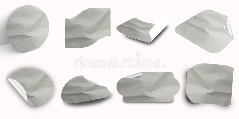 Blank Glued Paper Sticker Tag Label Texture Set Stock Illustration ...