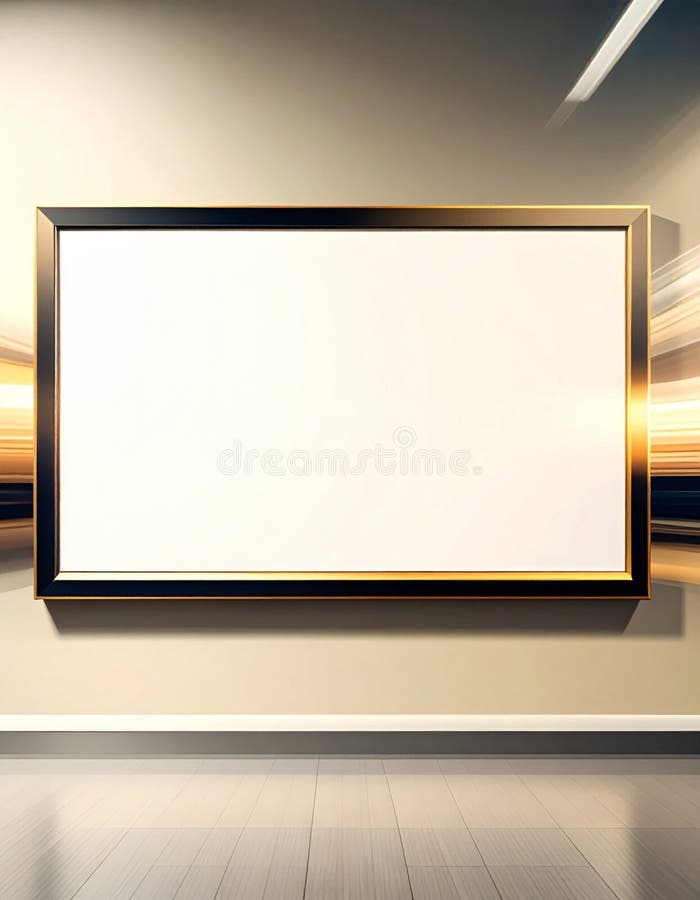 Blank Gold Frame Mockup on Beige Wall Stock Illustration - Illustration ...