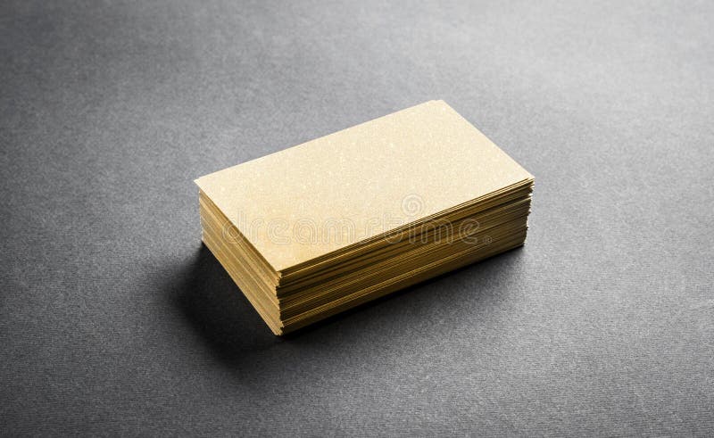 Blank Golden Business Card on Grey Background Stock Image - Image of ...