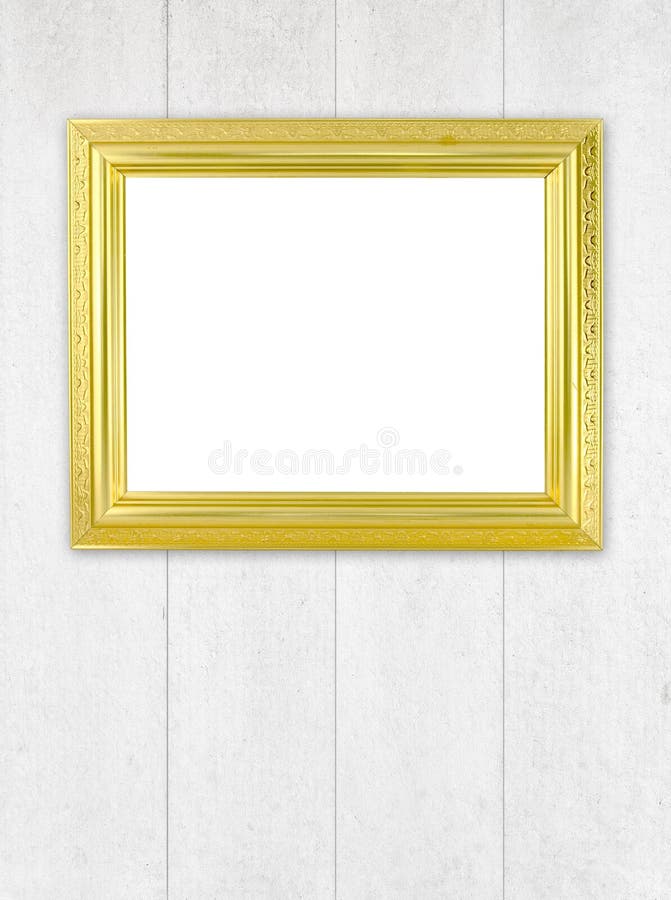 Blank Golden Frame on Cement Wall Stock Photo - Image of concrete ...