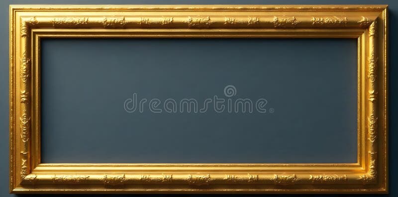 Blank Golden Rectangular Frame Cutout, Simple Design, Metal, Empty ...