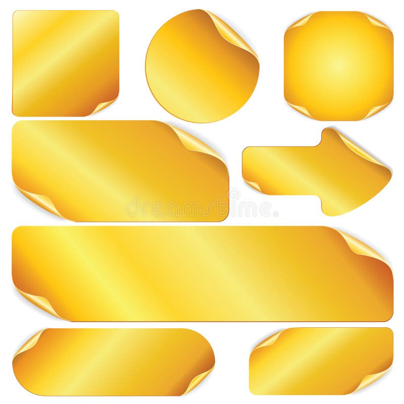 Blank Golden Stickers, Notes, Labels. Stock Vector - Illustration of ...