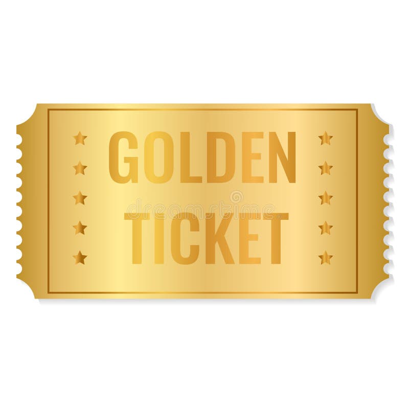 Blank Golden Ticket. Golden Coupon Sticker Discount Template. Vector ...