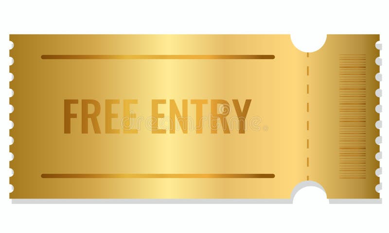 Blank Golden Ticket FREE ENTRY. Golden Coupon Sticker Template. Vector ...