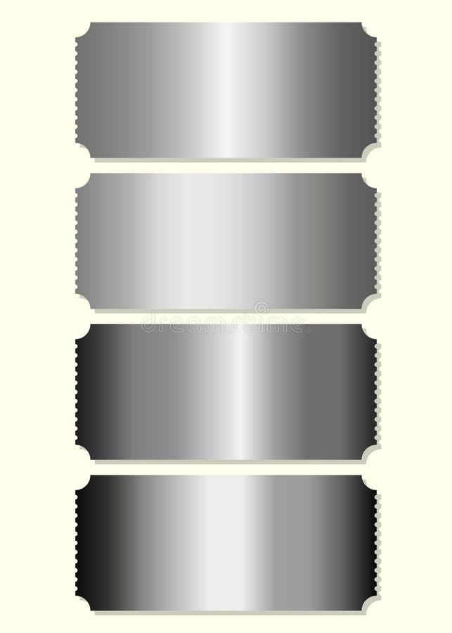 Blank Gradient Silver Ticket Set Stock Vector - Illustration of element ...