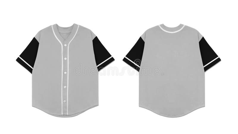 Blank Gray Baseball Jersey Mockup with Black Sleeves and White Trim ...