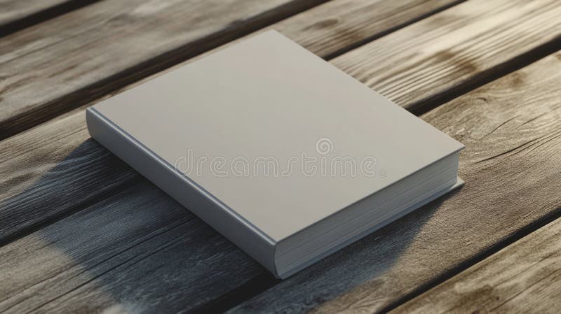 Blank Gray Book Cover Mockup on a Wooden Table in a Minimalist Setting ...