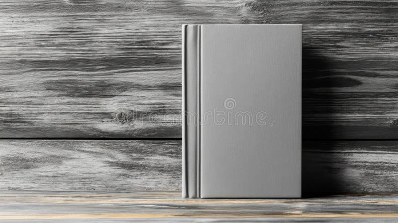Blank Gray Book Cover on Rustic Wooden Shelf Stock Illustration ...