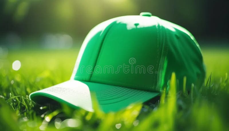 Green cap on the grass stock illustration. Illustration of helmet ...