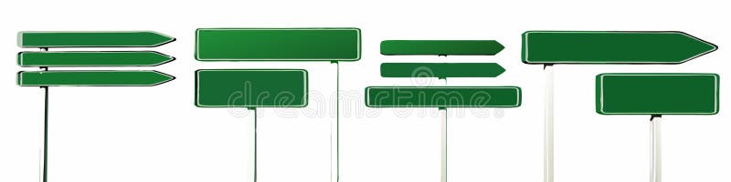Blank Green Directional Signs Road Signs Arrows Wayfinding Guidance ...