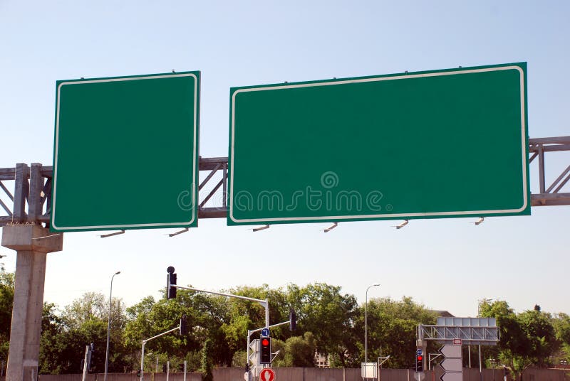 Blank green high way Sign stock image. Image of street - 14146151