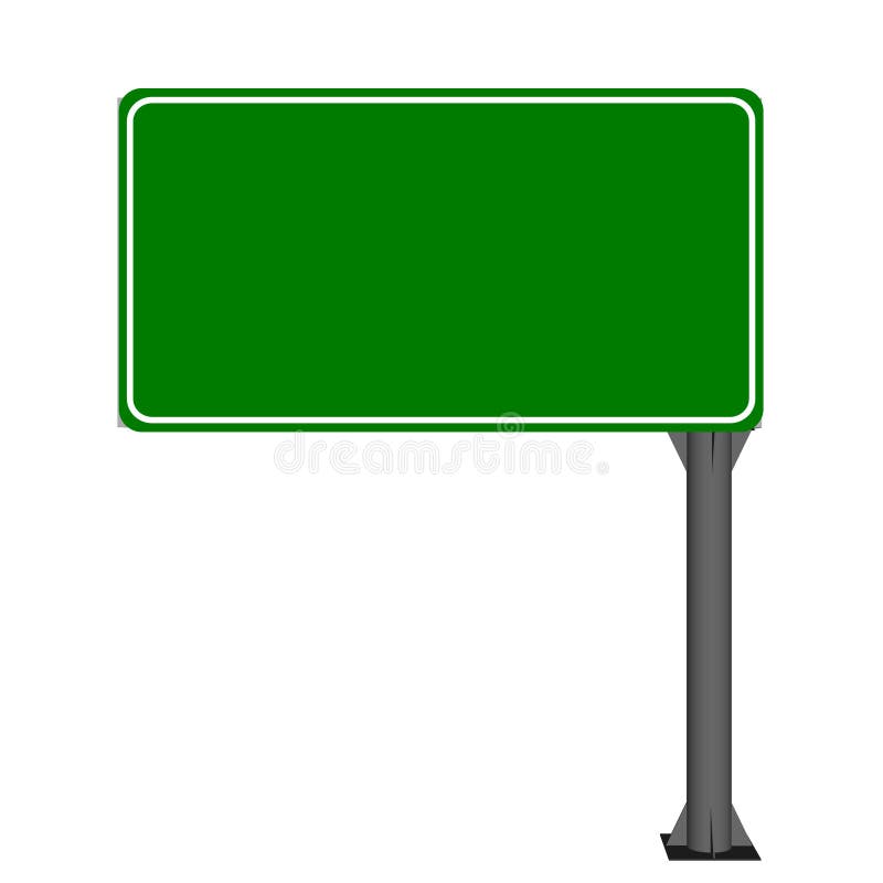 Blank Green Highway Sign.3d Vector Illustration.Front View. Stock ...