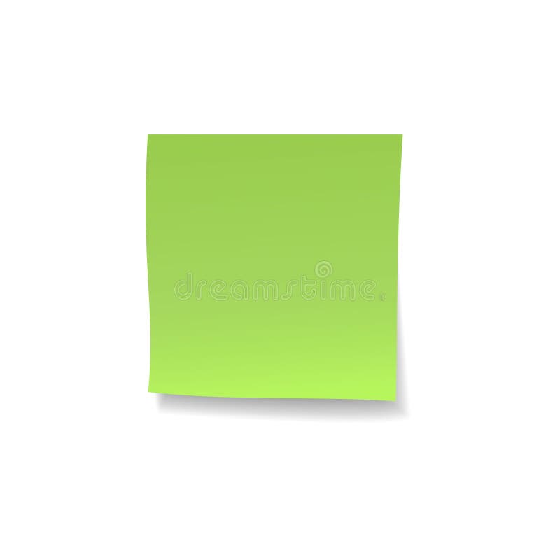 Blank Green Rectangular Sticky Note Paper Sticker with Shadow. Stock ...