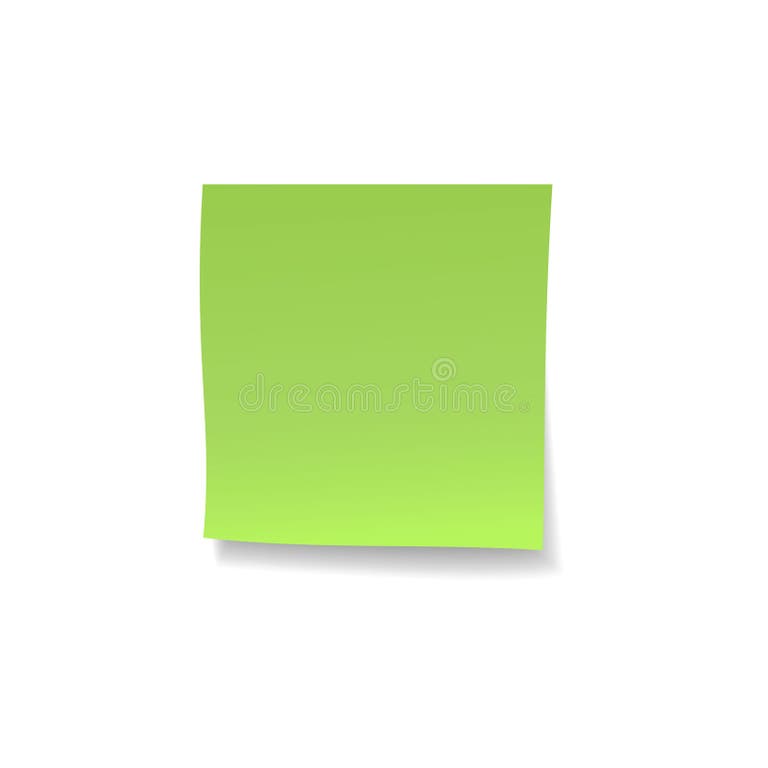 Blank Green Rectangular Sticky Note Paper Sticker with Shadow. Stock ...