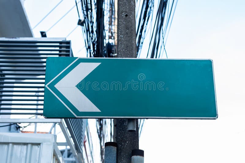 Blank Green Road Sign is Attached To a Power Pole Stock Photo - Image ...