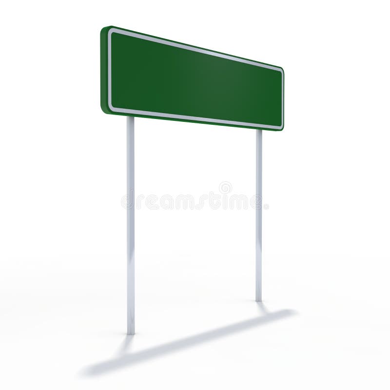 Blank Green Road Sign or Empty Traffic Signs. 3D Stock Illustration ...