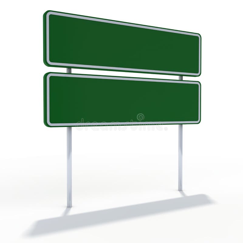 Blank Green Road Sign or Empty Traffic Signs. 3D Stock Illustration ...