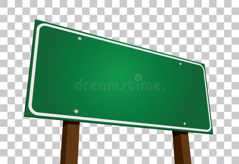 Blank Green Road Sign Illustration on a Transparent Background Stock ...
