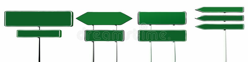 Blank Green Road Signs Direction Guidance Wayfinding Stock Illustration ...