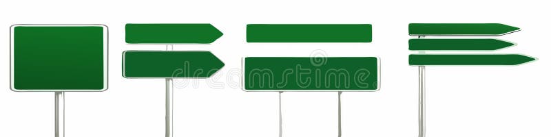 Blank Green Road Signs Directional Square Rectangular Stock ...