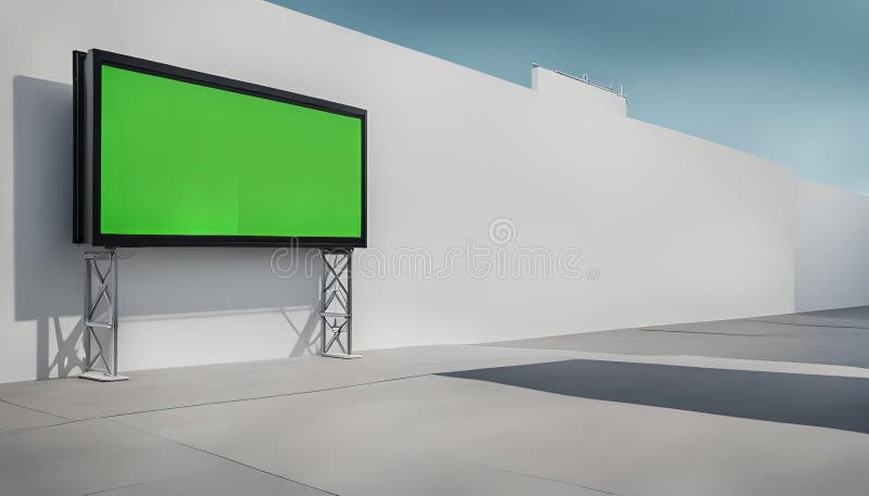 Blank Green Screen Billboard in Front of a White Wall Stock Photo ...