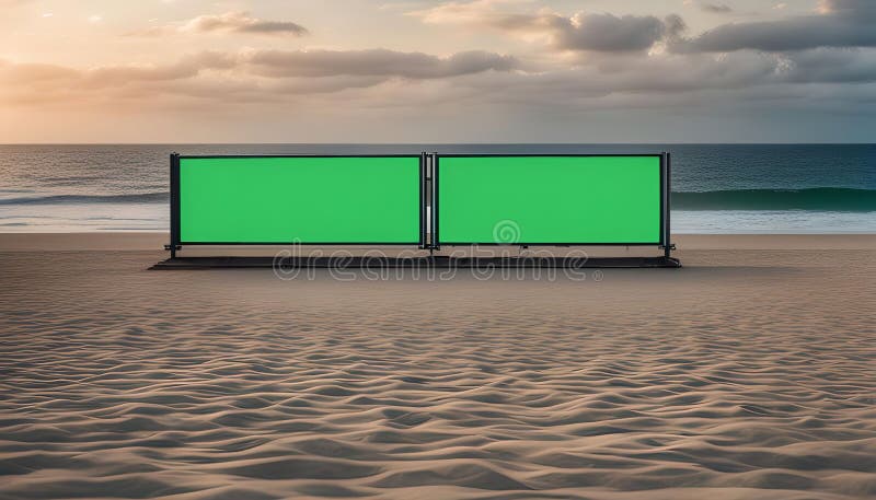Blank Green Screen Billboards on a Beach Stock Illustration ...