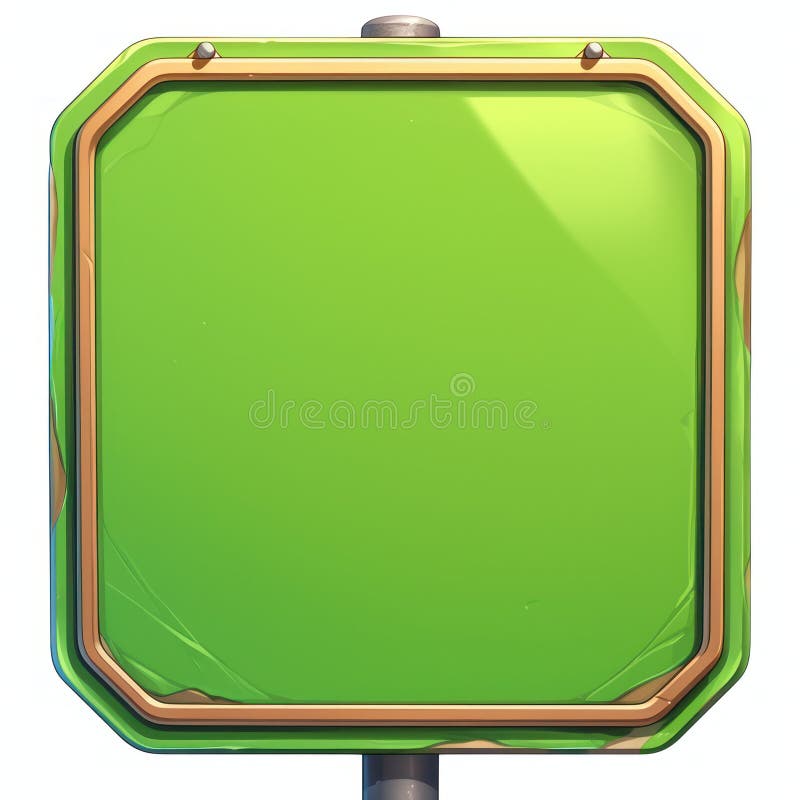 Blank Green Square Sign with a Metallic Frame, Suitable for Adding ...