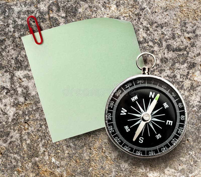Blank Green Sticker and Compass Stock Photo - Image of orientation ...